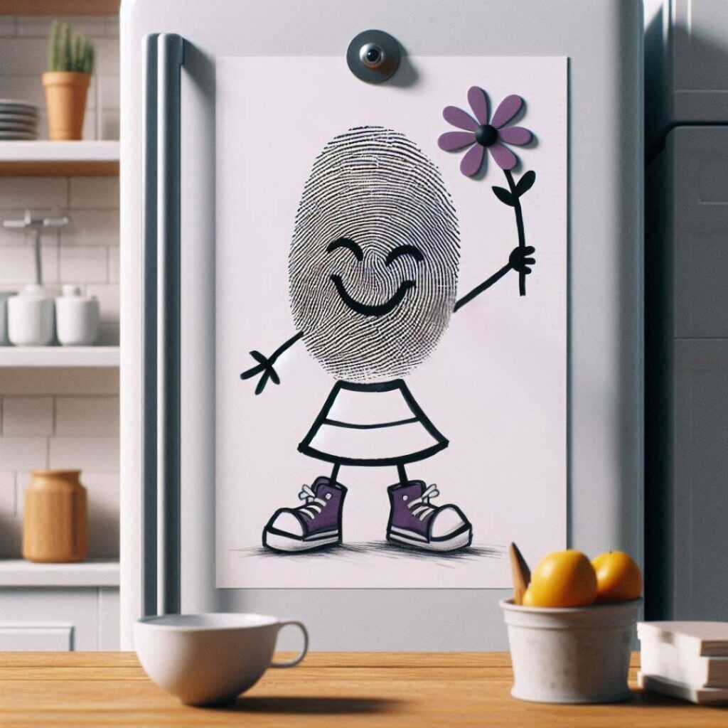 Dall-E Prompt: Fingerprint with line drawn stick figure - Sweet Prompt