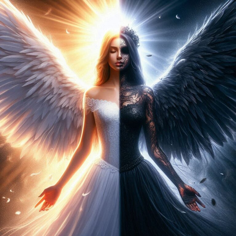 Dall-E Prompt: Light and Dark Angels Holding Each Other - Sweet Prompt