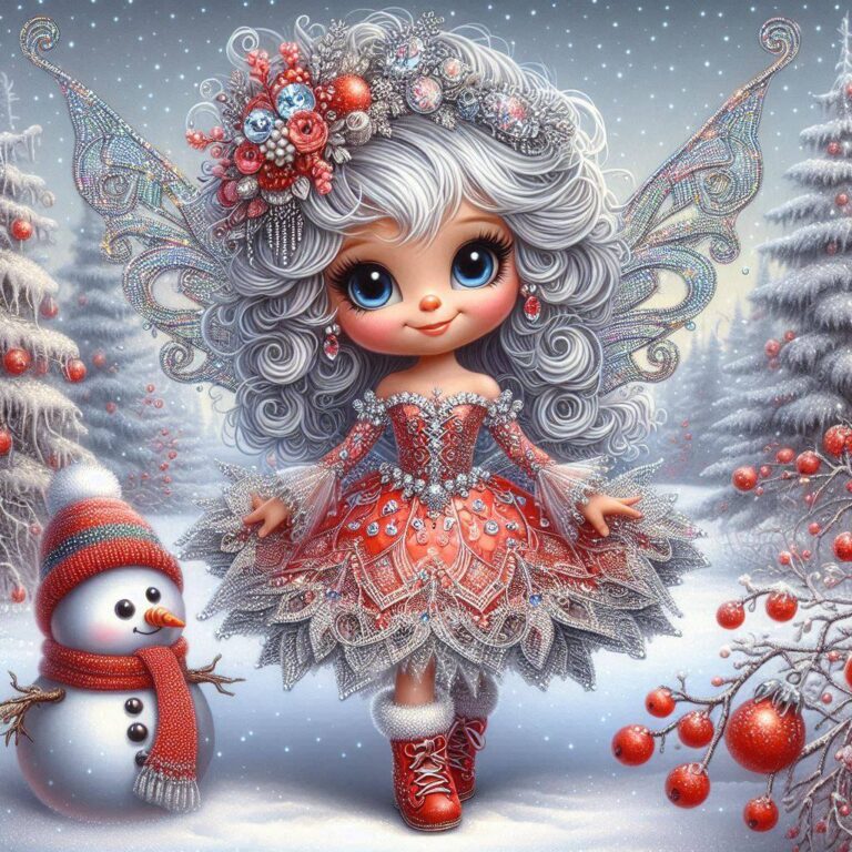 Dall-E Prompt: Charming Fairy with Snowman in Forest - Sweet Prompt