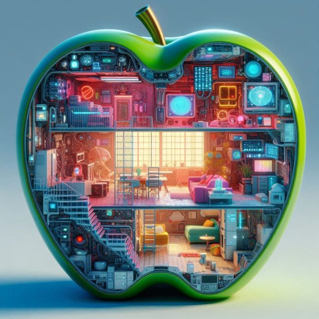 Dall-E Prompt: Futuristic Apple-Shaped Interior with Technology - Sweet ...