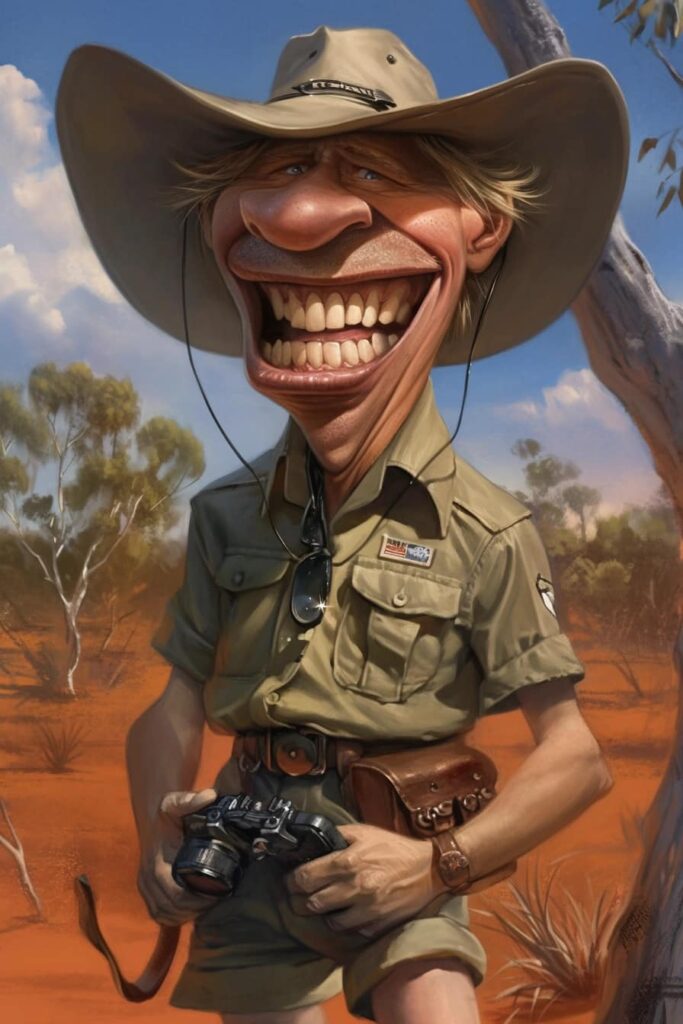 Midjourney Prompt: Steve Irwin Funny Caricature Outback Ranger - Sweet ...